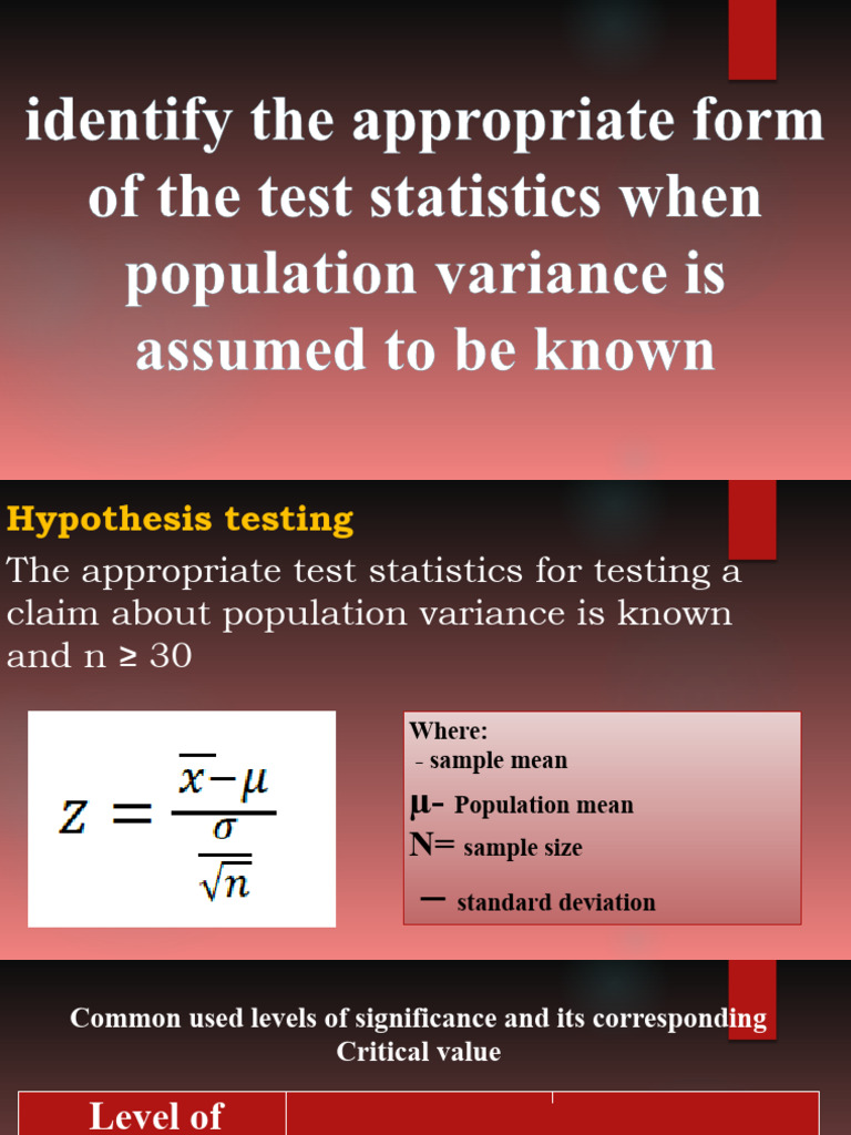 Population Variance Is Known | PDF | Statistical Hypothesis Testing ...
