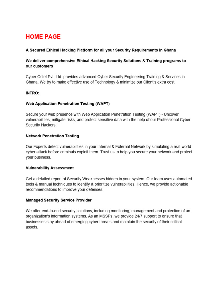 Cyber Octet - Ghana Location (Website Content) | PDF | Security | Computer Security