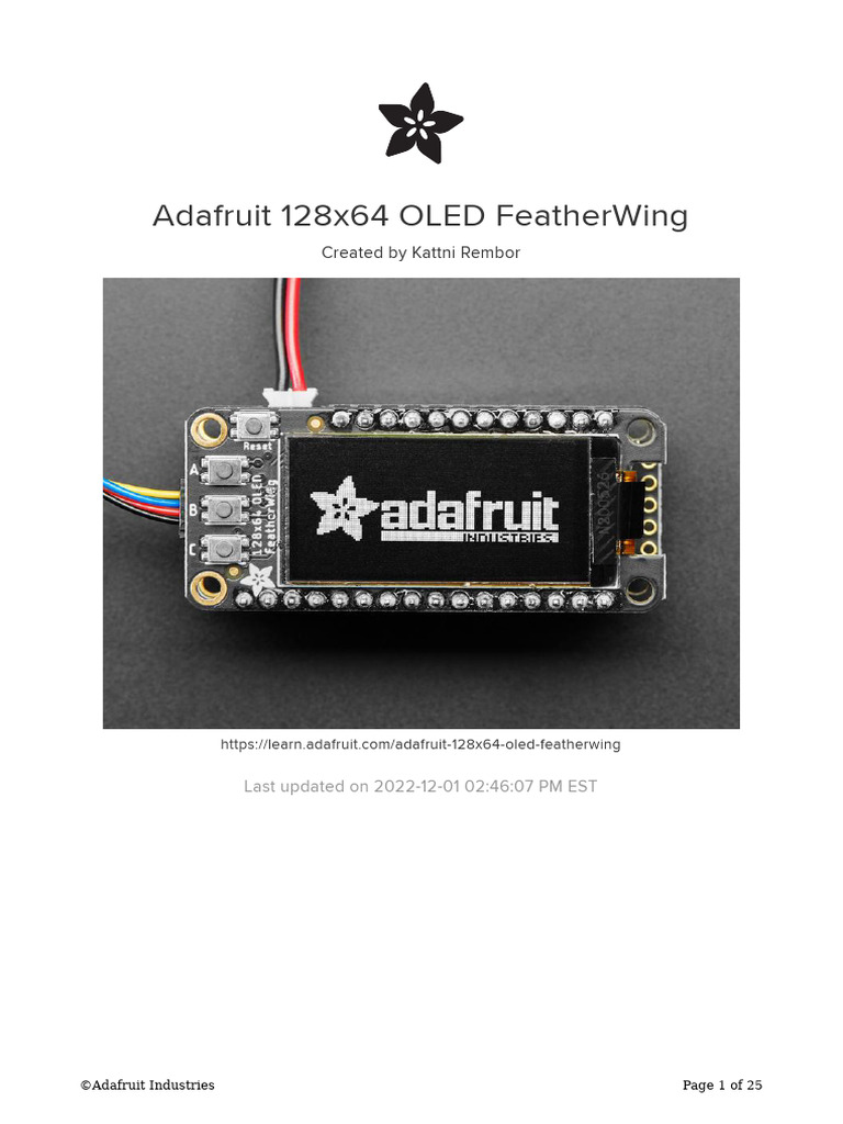 adafruit-128x64-oled-featherwing | PDF | Electrical Connector | Arduino