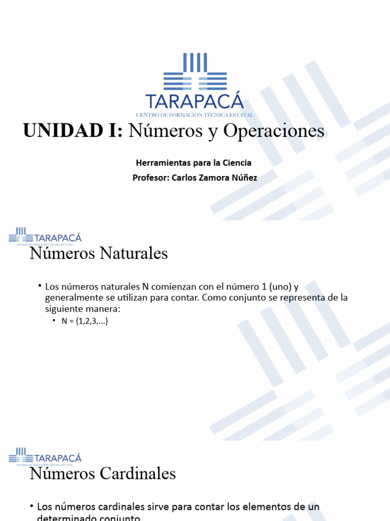 Unidad N°1 Numeros Clase N°1 23-03-2024 | PDF | Exponenciación | Multiplicación