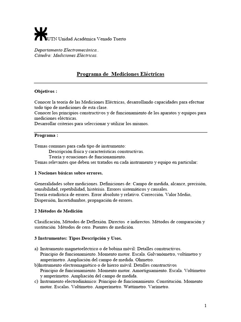 Prog Mediciones | PDF | Corriente eléctrica | Medición