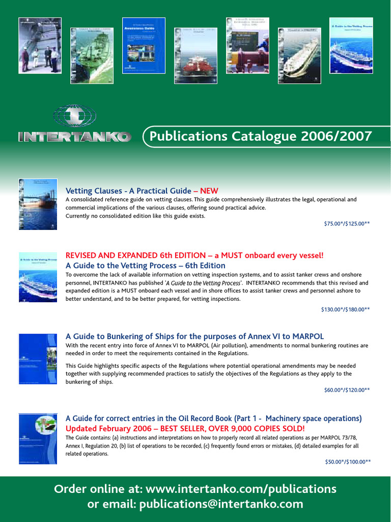 Publications - Intertanko Catalogue | PDF | Oil Tanker
