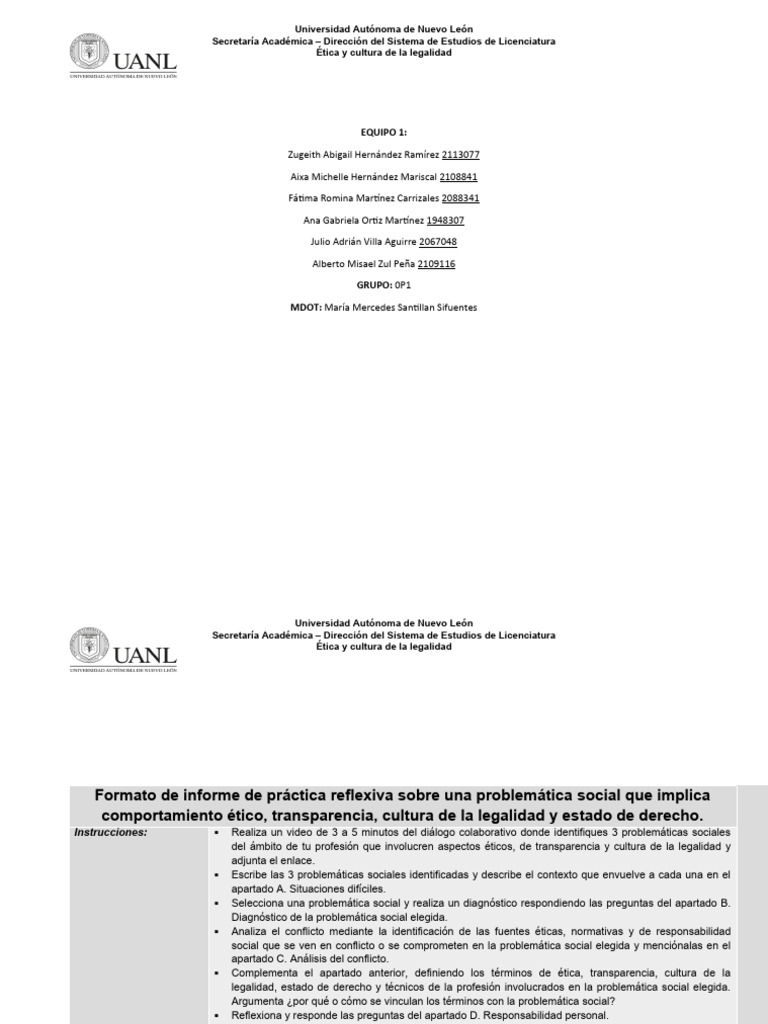 Formato de Práctica Reflexiva Ante Una Problemática Social | PDF | Comportamiento