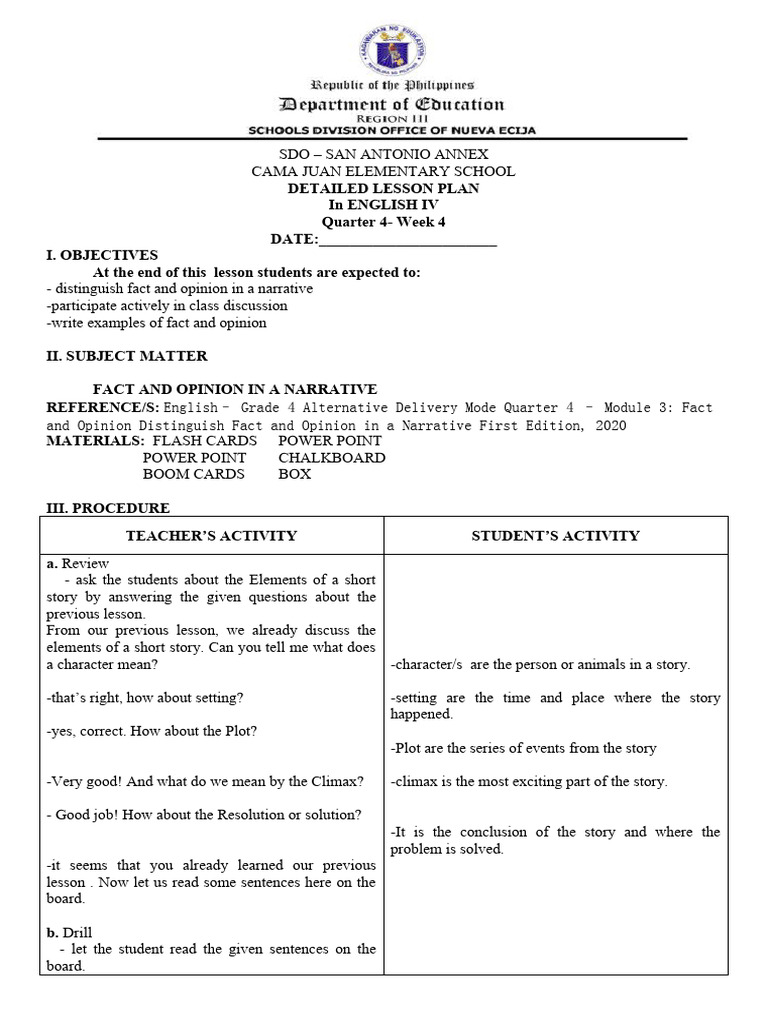 Cot 4th Quarter DLP | PDF | Narrative | Ballet