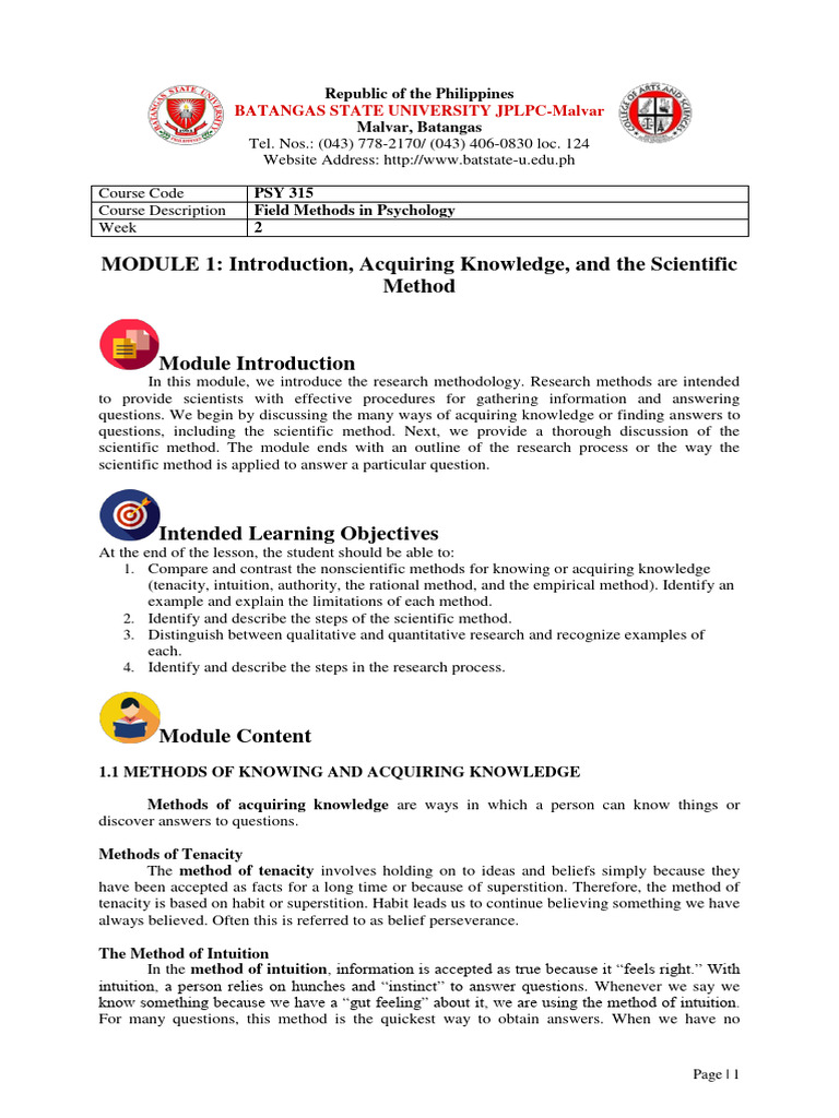 Module 1 | PDF | Scientific Method | Hypothesis
