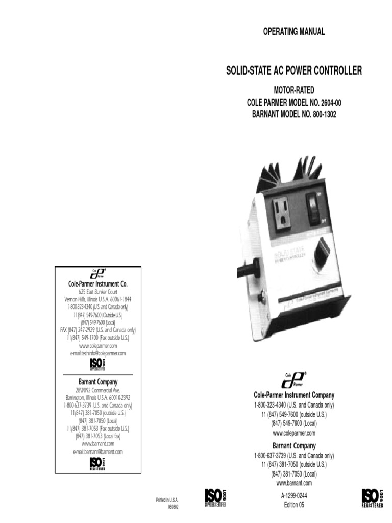 Solid-State Ac Power Controller: Operating Manual | PDF | Ac Power Plugs And Sockets ...