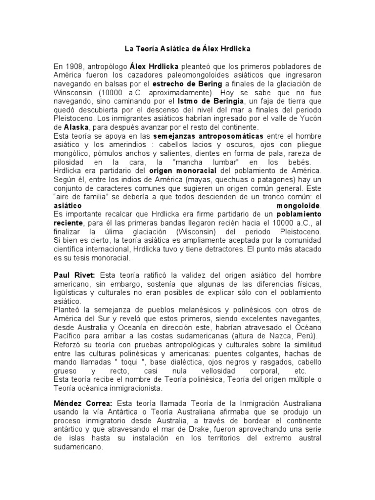 La Teoría Asiática de Álex Hrdlicka | PDF | Asia | América del Sur
