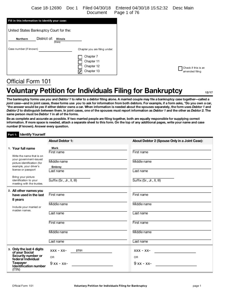 Gov Uscourts Ilnb 1440248 1 0 | PDF | Chapter 7 | Bankruptcy