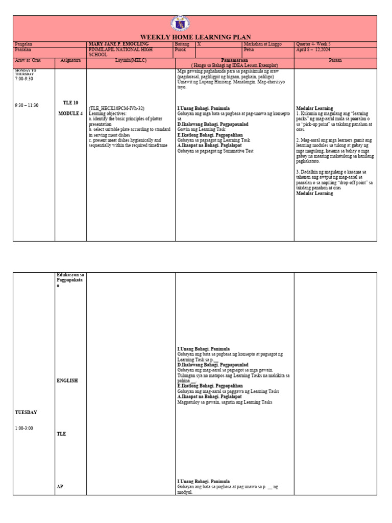 WHLP GR10 Q2 WK3 | PDF