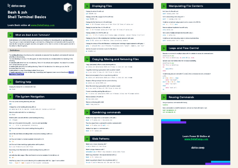 Bash Shell Cheatsheet Pdf Computer File Comma Separated Values 