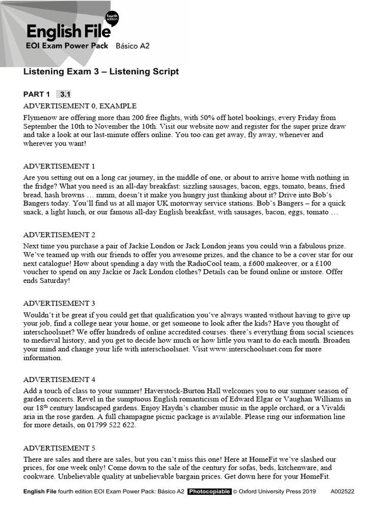 A2 Listening 3 Script | PDF | Foods | Cuisine