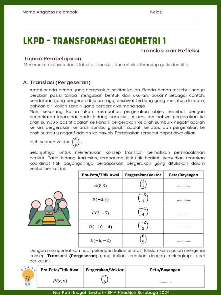 LKPD - Transformasi 1 - Translasi Dan Refleksi | PDF