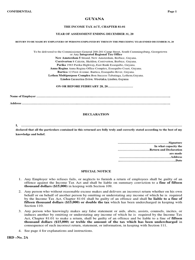Guyana Employer Tax Return Guide | PDF | Salary | Employment
