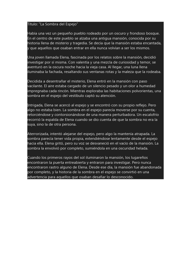 Cuento la sombra del espejo | PDF