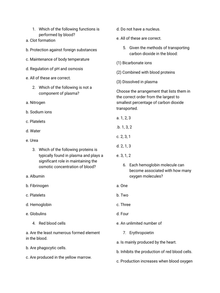 Blood Quiz | PDF | Blood | Blood Type