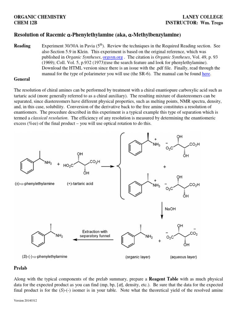 Chiral Resolution Handout S16 | PDF | Physical Sciences | Chemistry Chiral Resolution Handout S16 | PDF | Physical Sciences | Chemistry