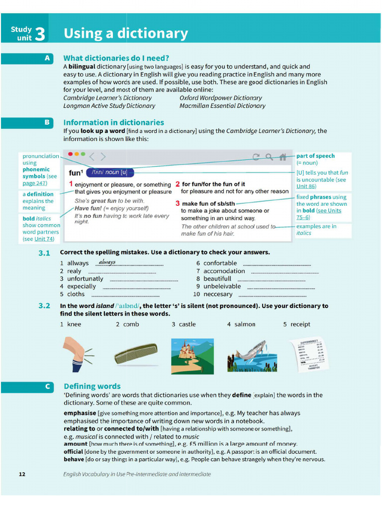 How To Use The Dictionary (English Learners) | PDF