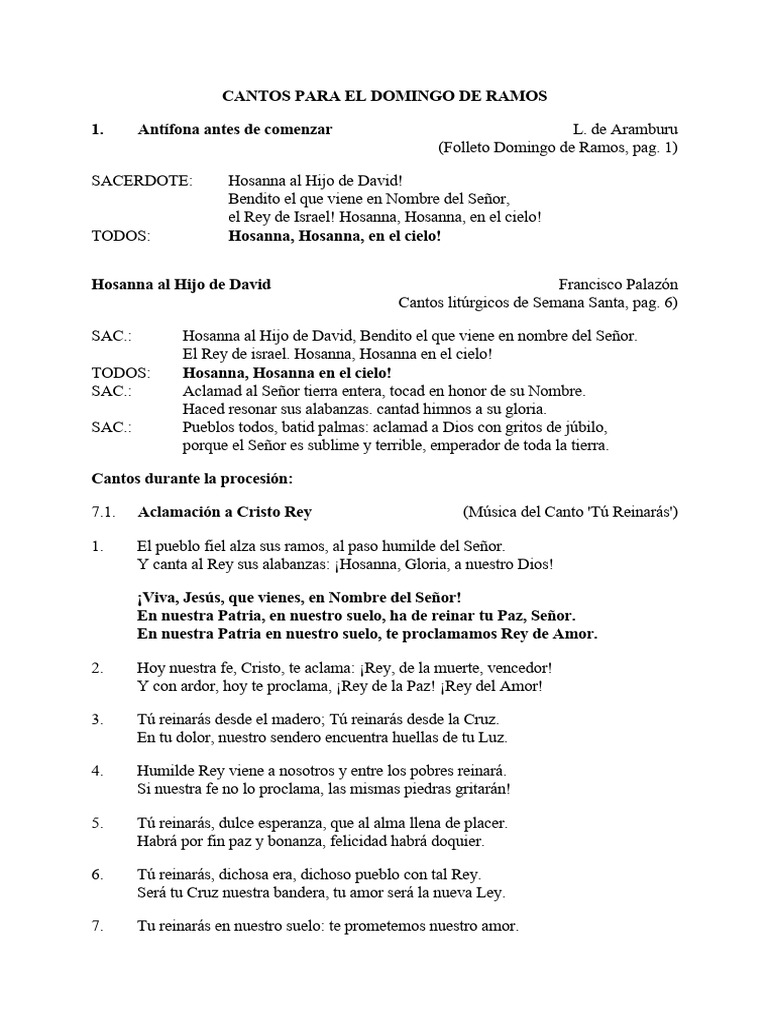 Cantos Para El Domingo De Ramos Descargar Gratis Pdf Cristo Título