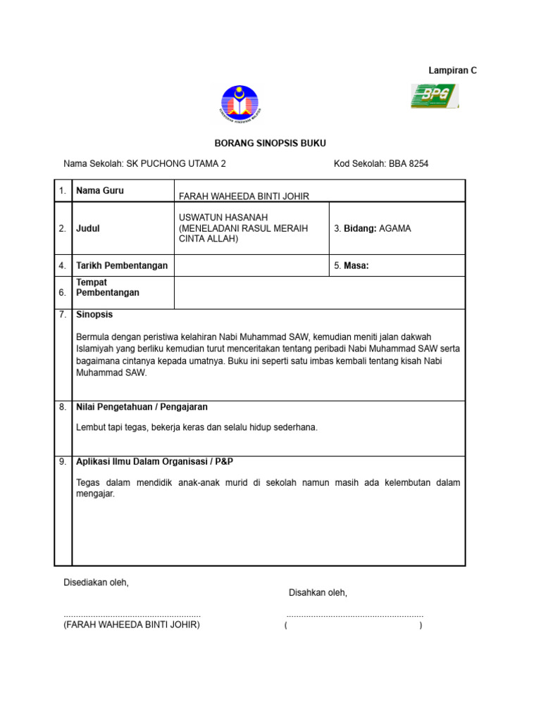 Template Sinopsis Buku | PDF