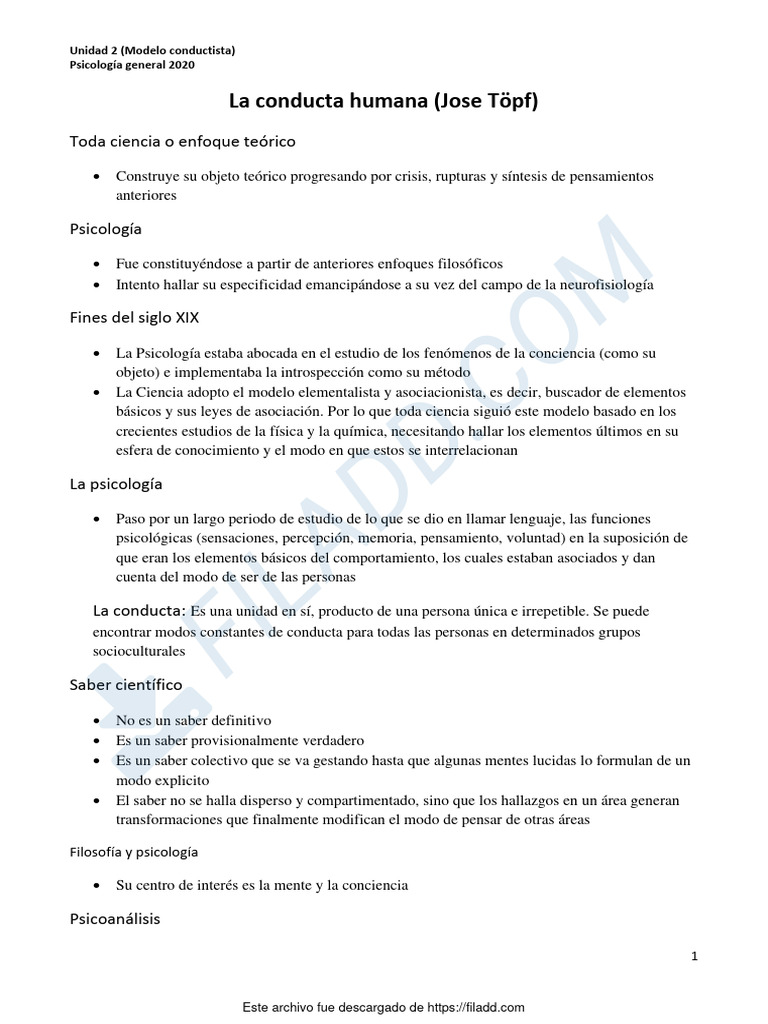 La Conducta Humana Unidad 2 | PDF | Sicología | Behaviorismo