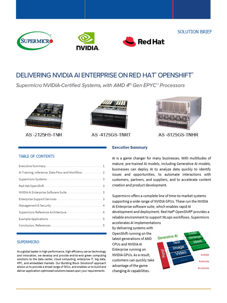 Solution Brief SMCI AMD NVIDIA RedHat AIEnterprise | PDF | Graphics Processing Unit | Artificial ...