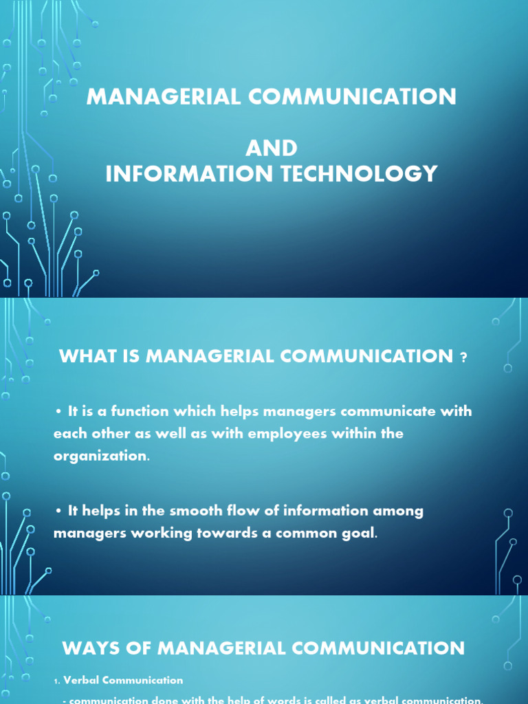 Managerial Communication & IT Guide | PDF | Communication | Computer Network