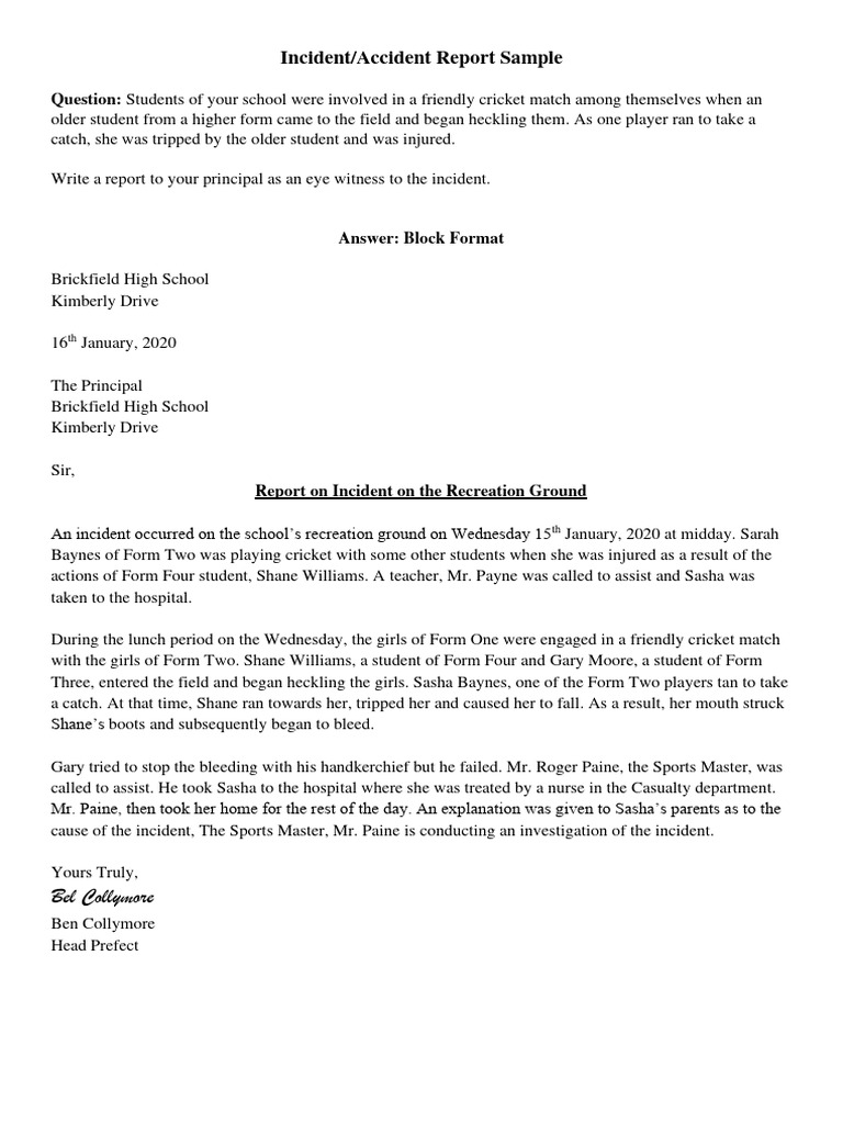 Incident.Accident Report Sample | PDF