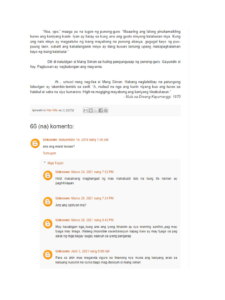 Akasya at Kalabasa | PDF