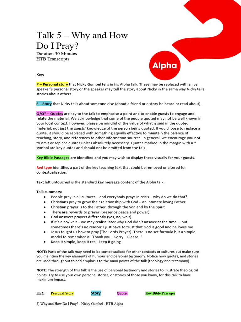 5-Why and How Should I Pray - (Script) | PDF | Prayer | Jesus