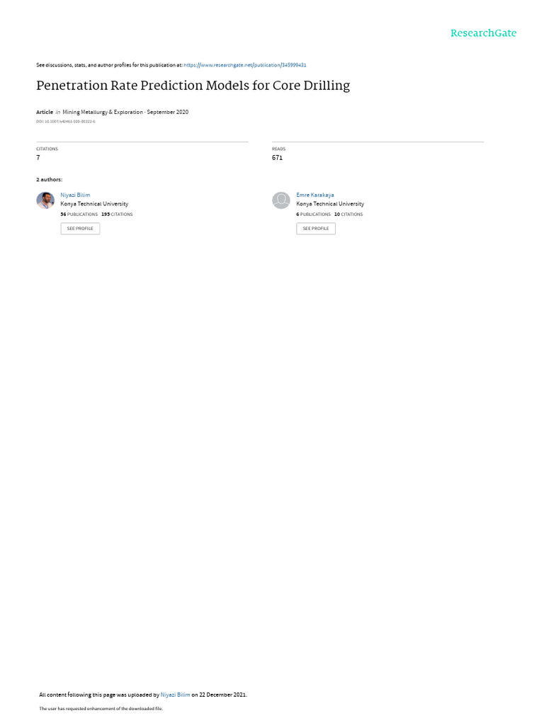 Penetration Rate Prediction Modelsfor Core Drilling Pdf Strength Of Materials Hardness