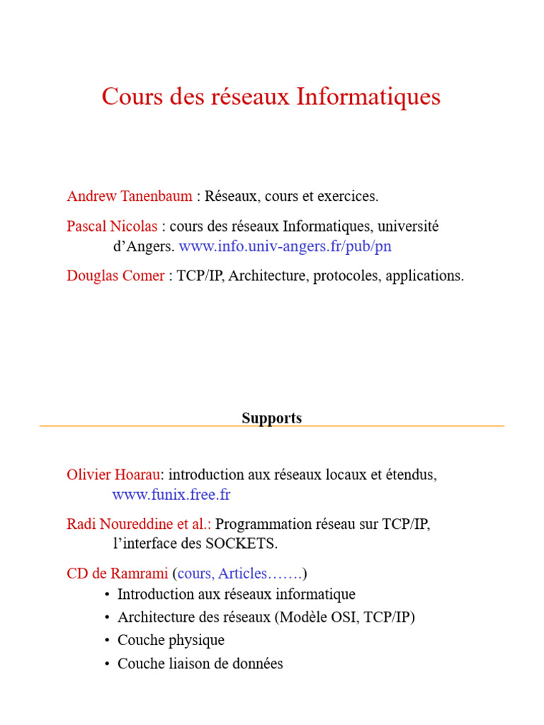 Cours sur les Réseaux Informatiques | PDF | Modèle OSI | Réseau ...
