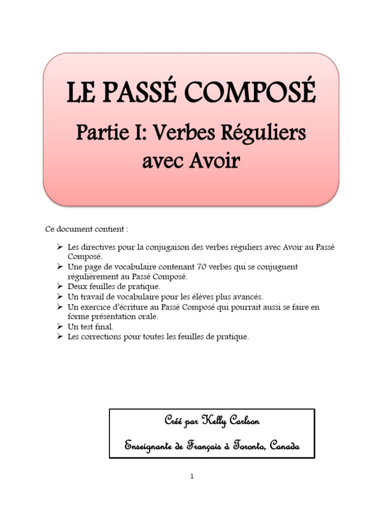 Pratique du Passé Composé en Français | PDF | Verbe | Conjugaison