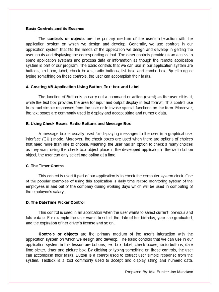 Basic Controls and Its Essence | Download Free PDF | Graphical User Interfaces | Computing