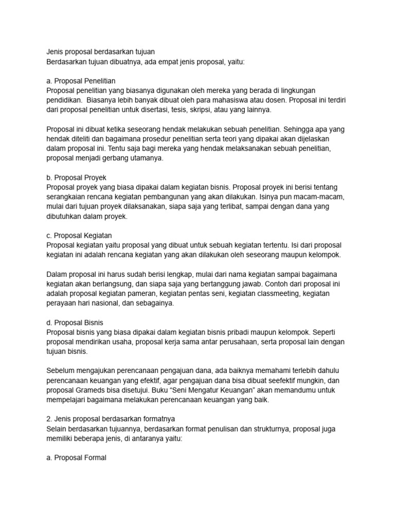 Jenis-Jenis Proposal | PDF | Bisnis