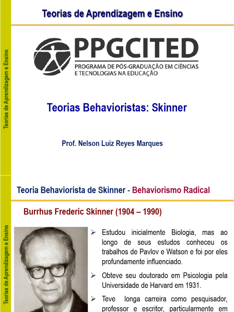 Behaviorismo Skinner | PDF | Behaviorismo | Aprendizado