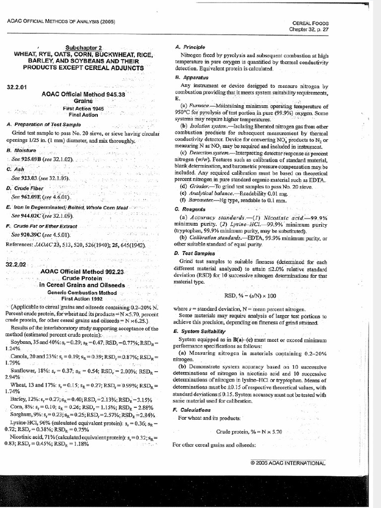 Dokumen - Tips - Aoac Official Method of Analysis 2005 Aoac 992 23 | PDF