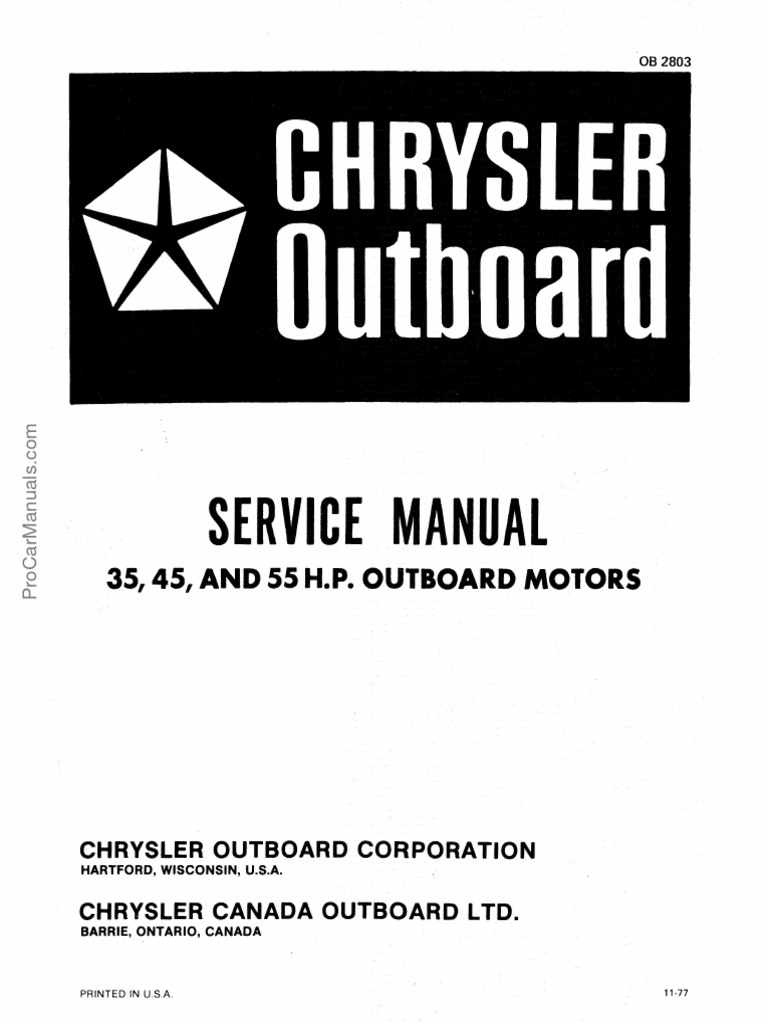 Chrysler Outboard 35 45 55 HP Service Repair Manual | PDF | Horsepower ...