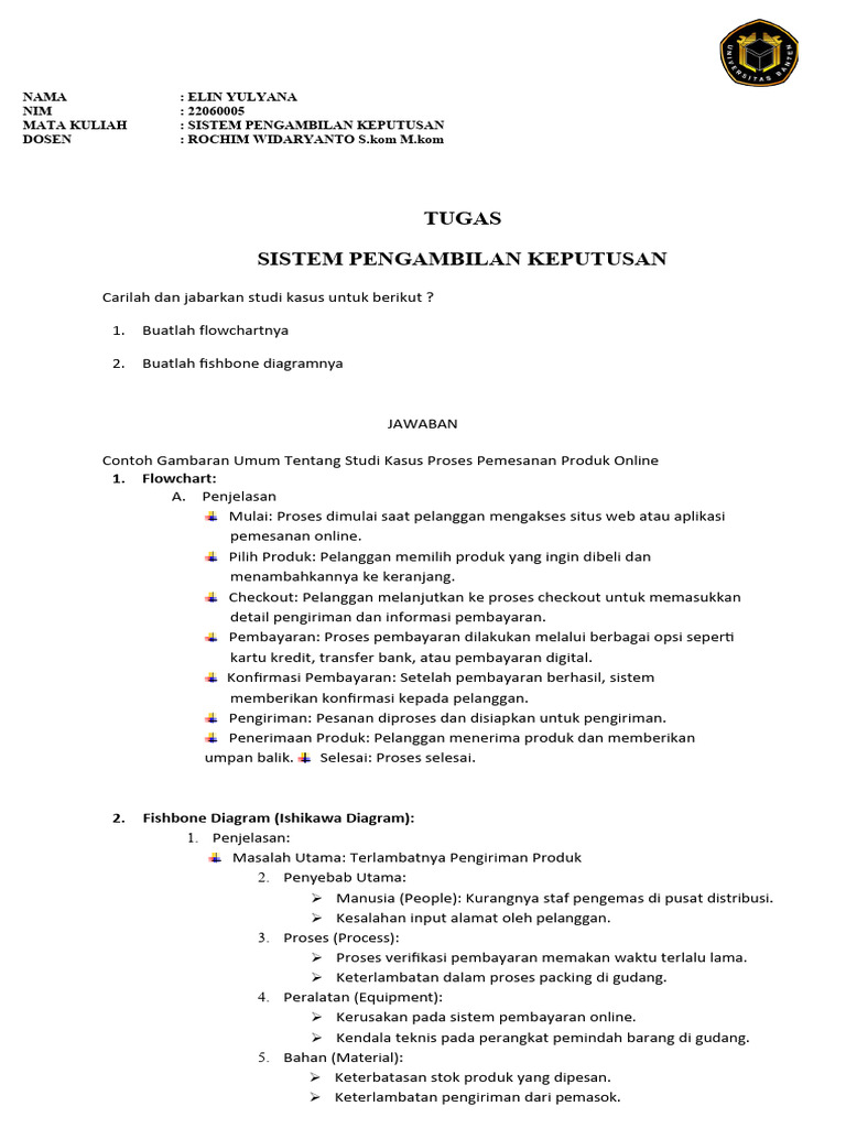Vicky Tugas Studi Kasus Flowchart & Fishbone Diagram | PDF