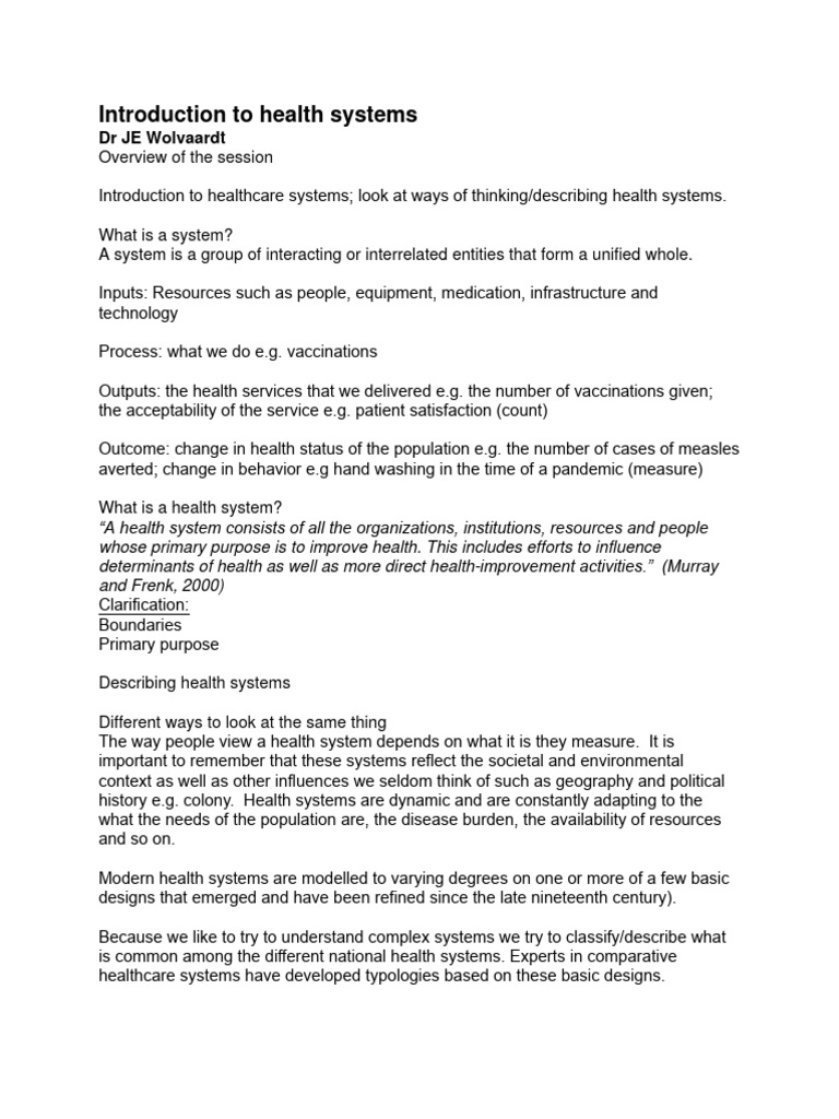 Introduction To Health Systems | Download Free PDF | Health System ...