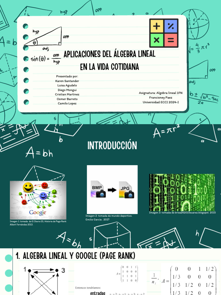 Applicaciones Del Algebra Lineal en La Vida Cotidiana | PDF | Compresión de datos | Informática
