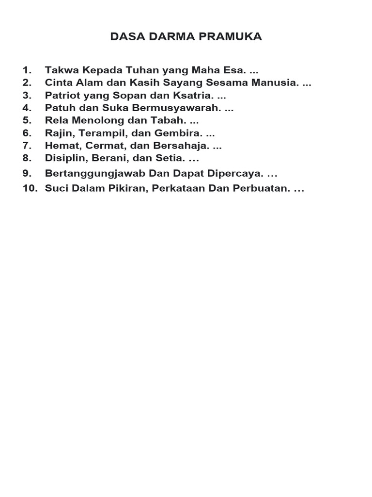 Dasa Dharma Pramuka dan Tri Satya | PDF