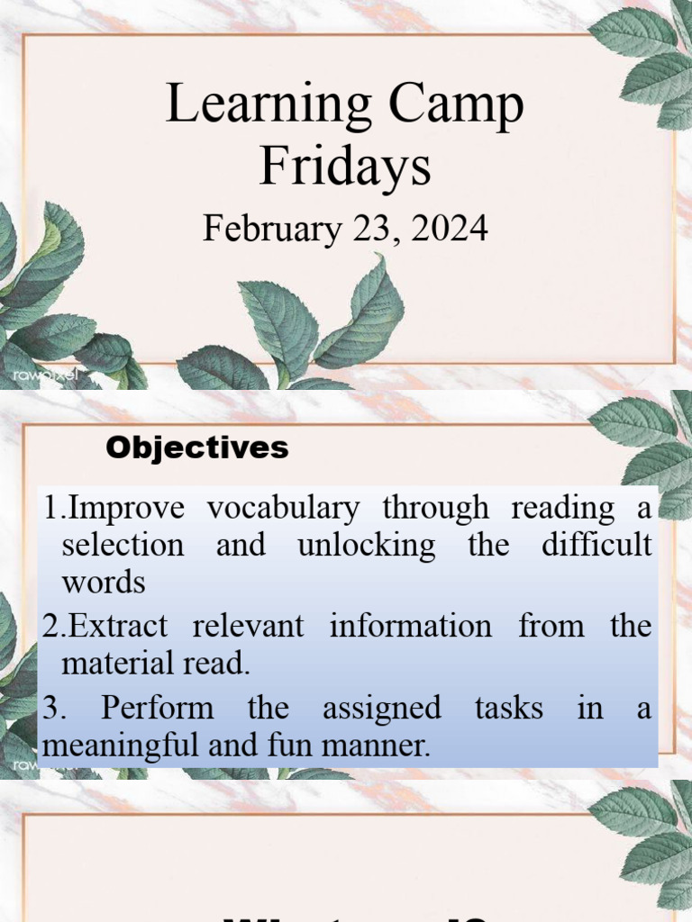 Learning Camp Friday Feb 23 | PDF | Medusa