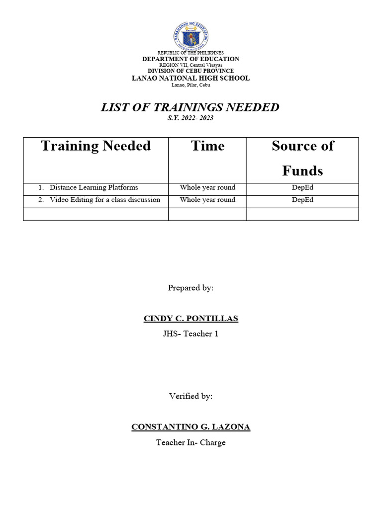 List-of-Trainings-needed | PDF