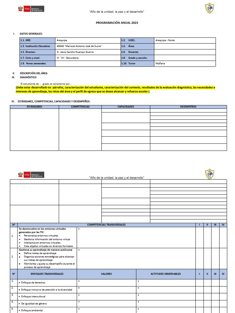 Planificación Anual | PDF | Aprendizaje