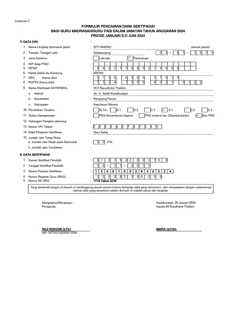 Formulir BARU - Jan 2017 | PDF