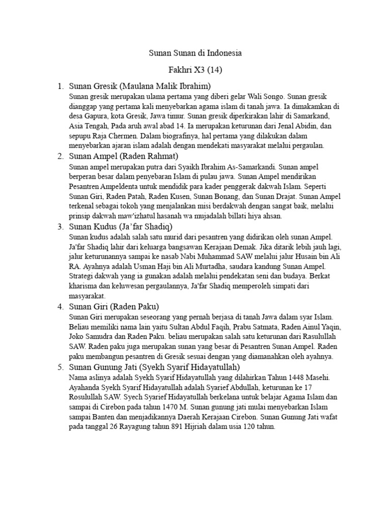 Sunan Sunan Di Indonesia | PDF