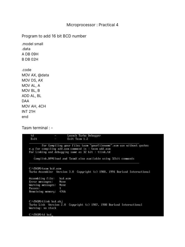 Microprocessor Practical Codes-1 | PDF | Software Engineering | Computer Architecture