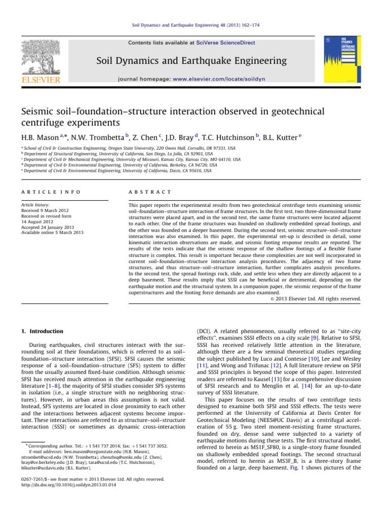 Seismic Soil-Foundation-Structure Interaction Observed in Geotechnical | PDF | Earthquakes ...
