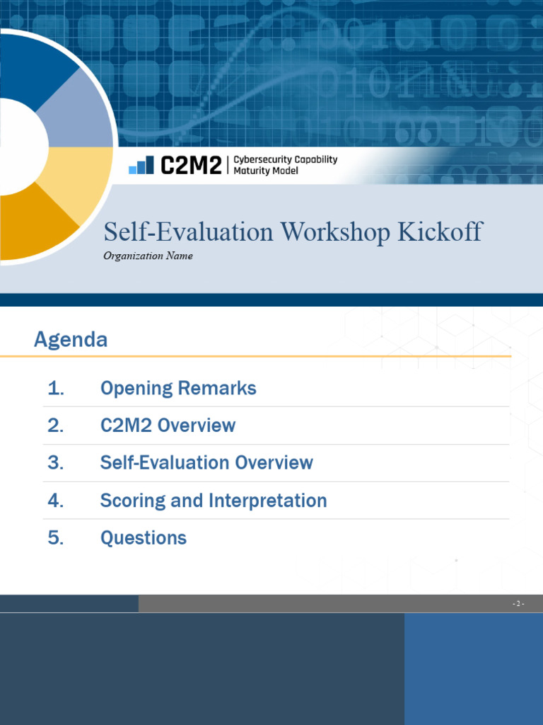 C2M2 V2.1 Self-Evaluation Workshop Kickoff Presentation | PDF | Computer Security | Security