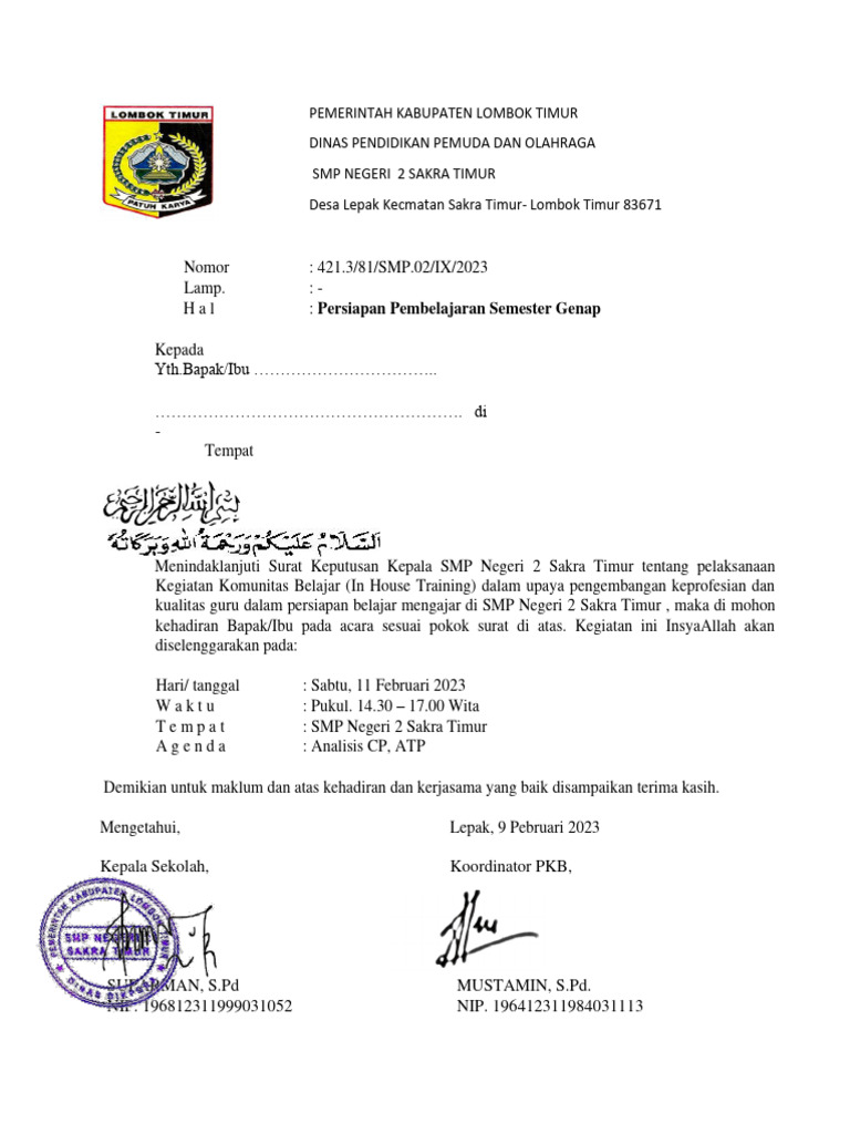 Undangan IHT 1 | PDF